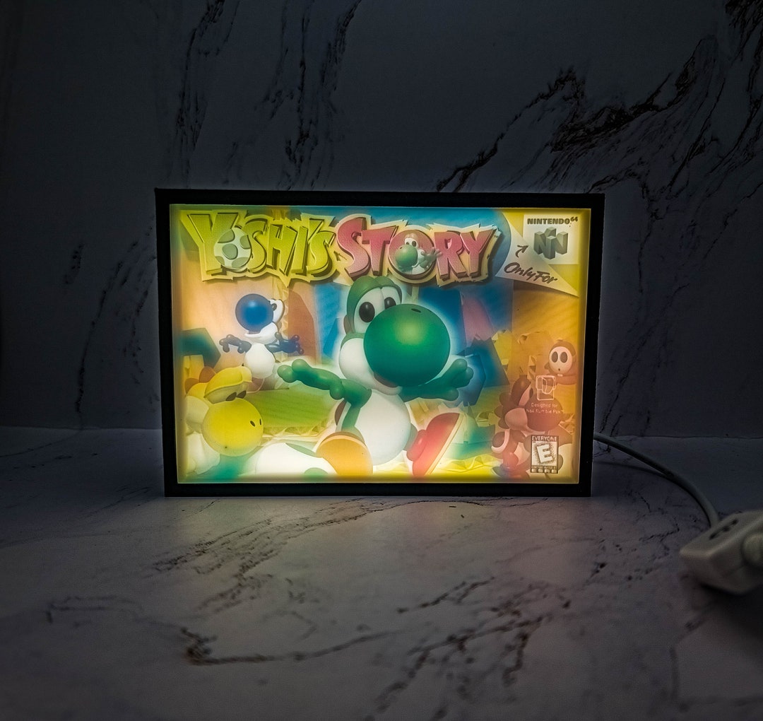 Yoshi Story | 3d Illuminated Shadow Box | Video Game Art Decor Yoshis ...