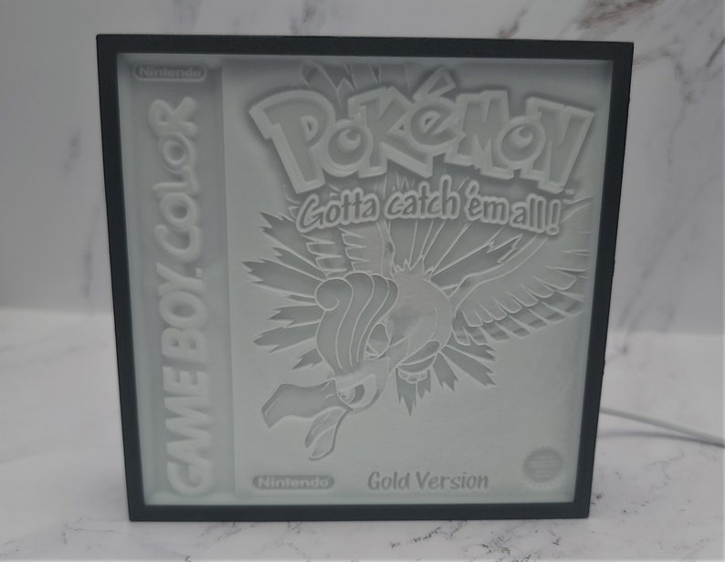 Pokemon Gold | 3D Illuminated Shadow Box | Video Game Art Decor Pokemon ...