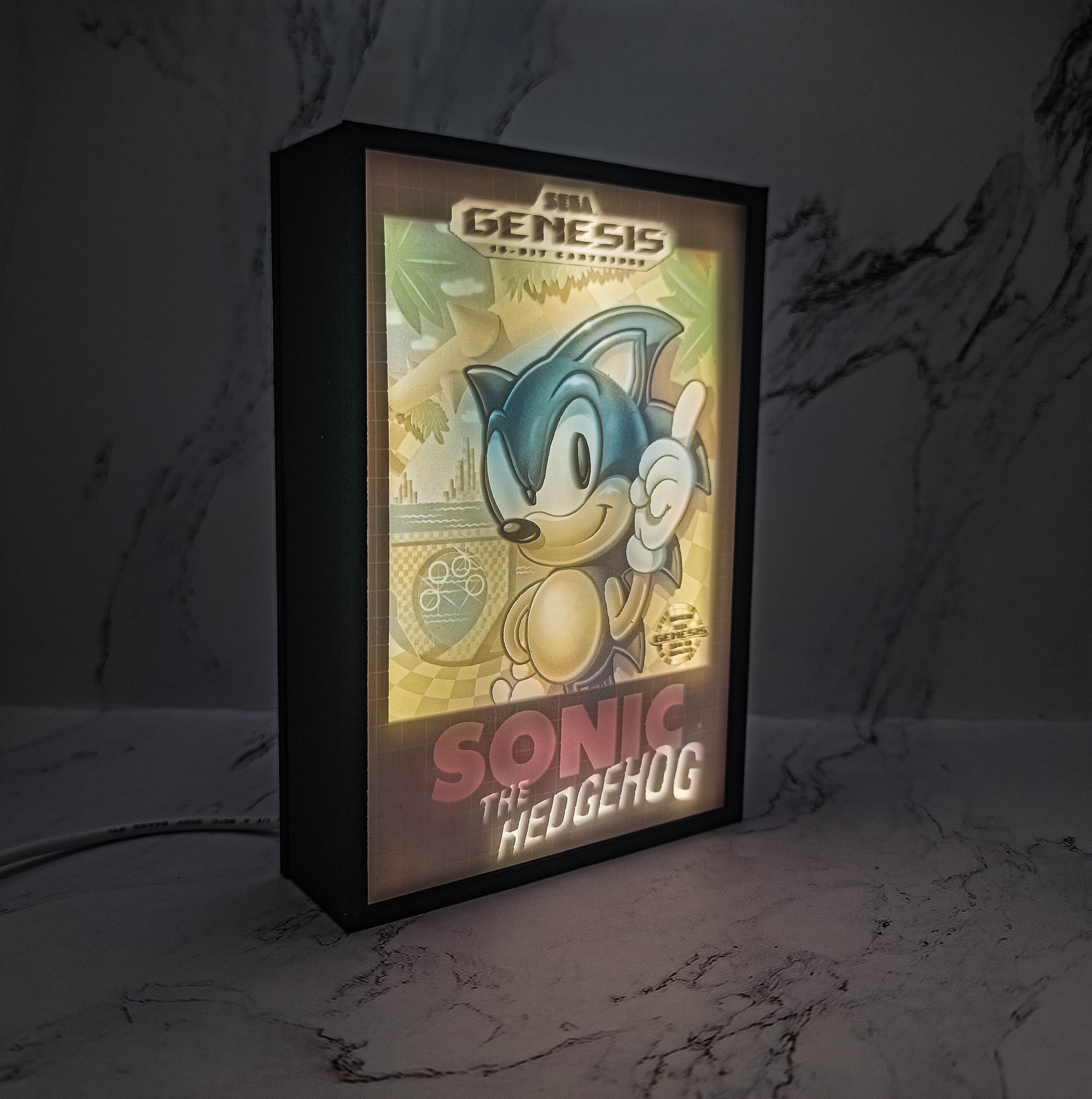 Sonic the Hedgehog 3d Illuminated Shadow Box Video Game Art Decor Sonic ...