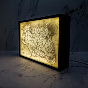 Map of Skyrim | 3D Illuminated Shadow Box | Video Game Art Decor Elder ...