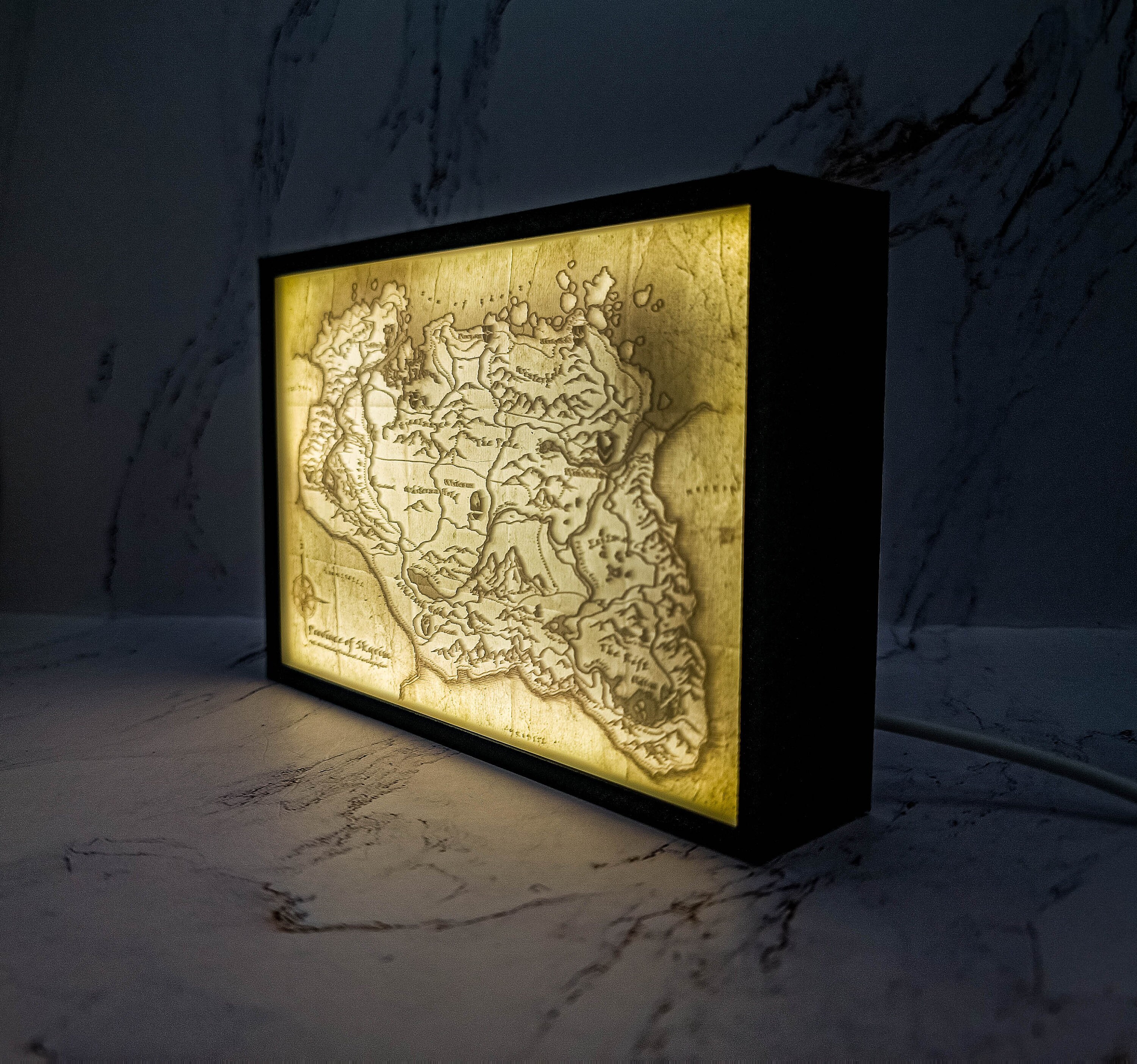 Map of Skyrim 3D Illuminated Shadow Box Video Game Art Decor Elder ...