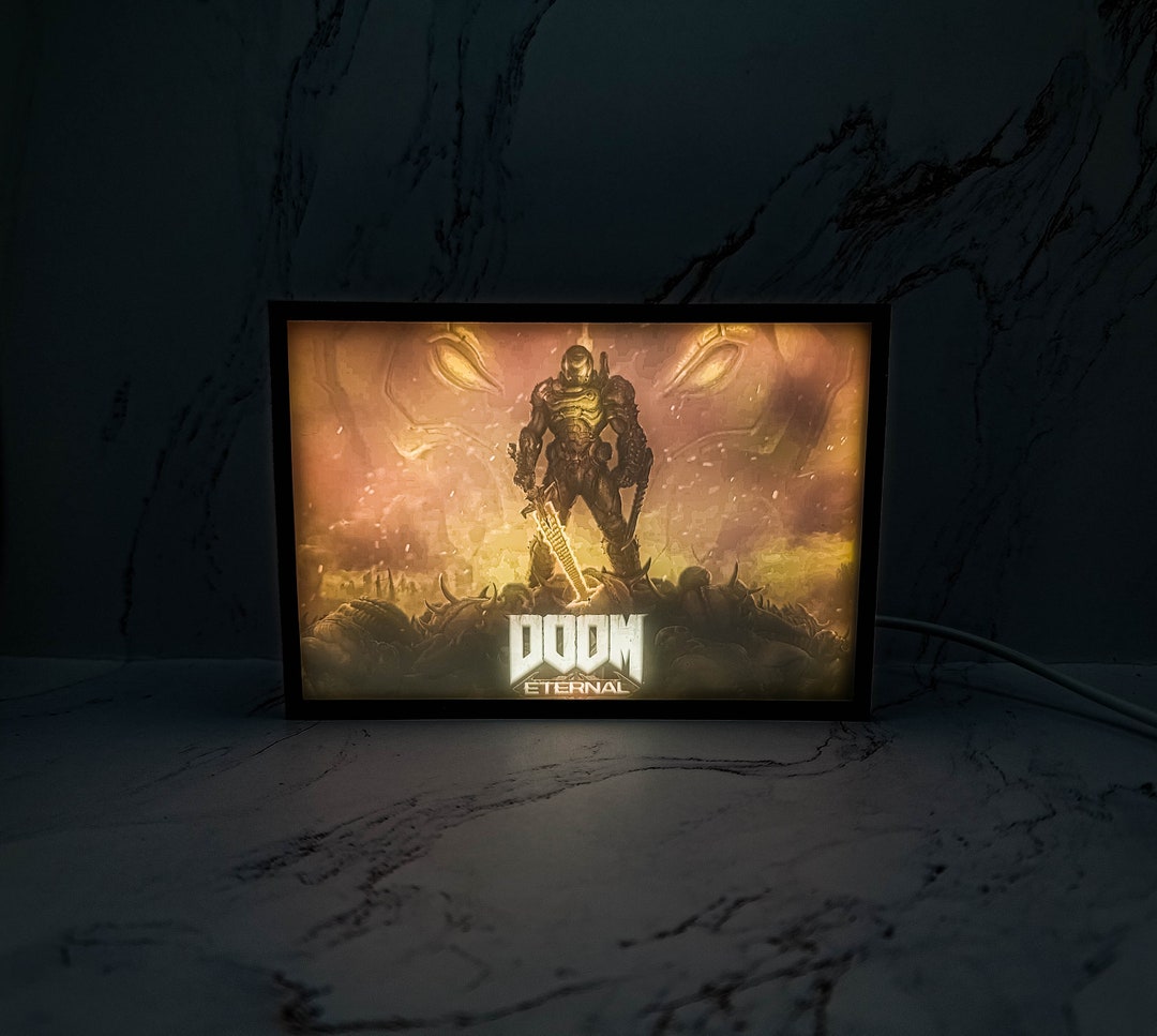 DOOM Eternal | 3D Illuminated Shadow Box | Video Game Art Decor Doom ...