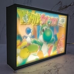 Yoshi Story | 3d Illuminated Shadow Box | Video Game Art Decor Yoshis ...