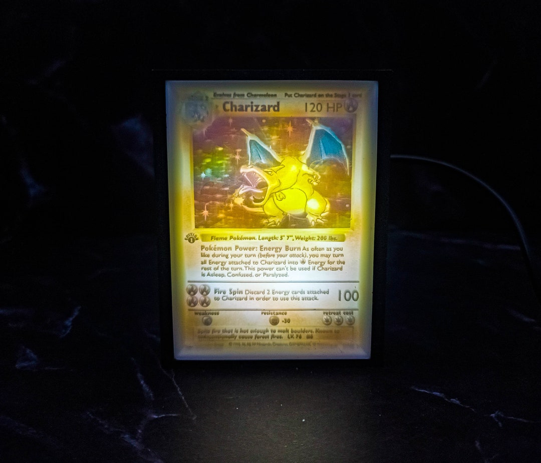 Base Set Charizard 3D Illuminated Card Box TCG Video Game Art Decor - Etsy