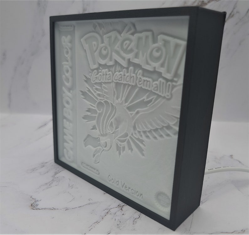 Pokemon Gold | 3D Illuminated Shadow Box | Video Game Art Decor Pokemon ...