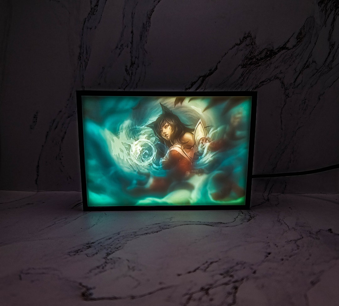 League of Legends Ahri 3D Illuminated Shadow Box Video Game Art Decor ...