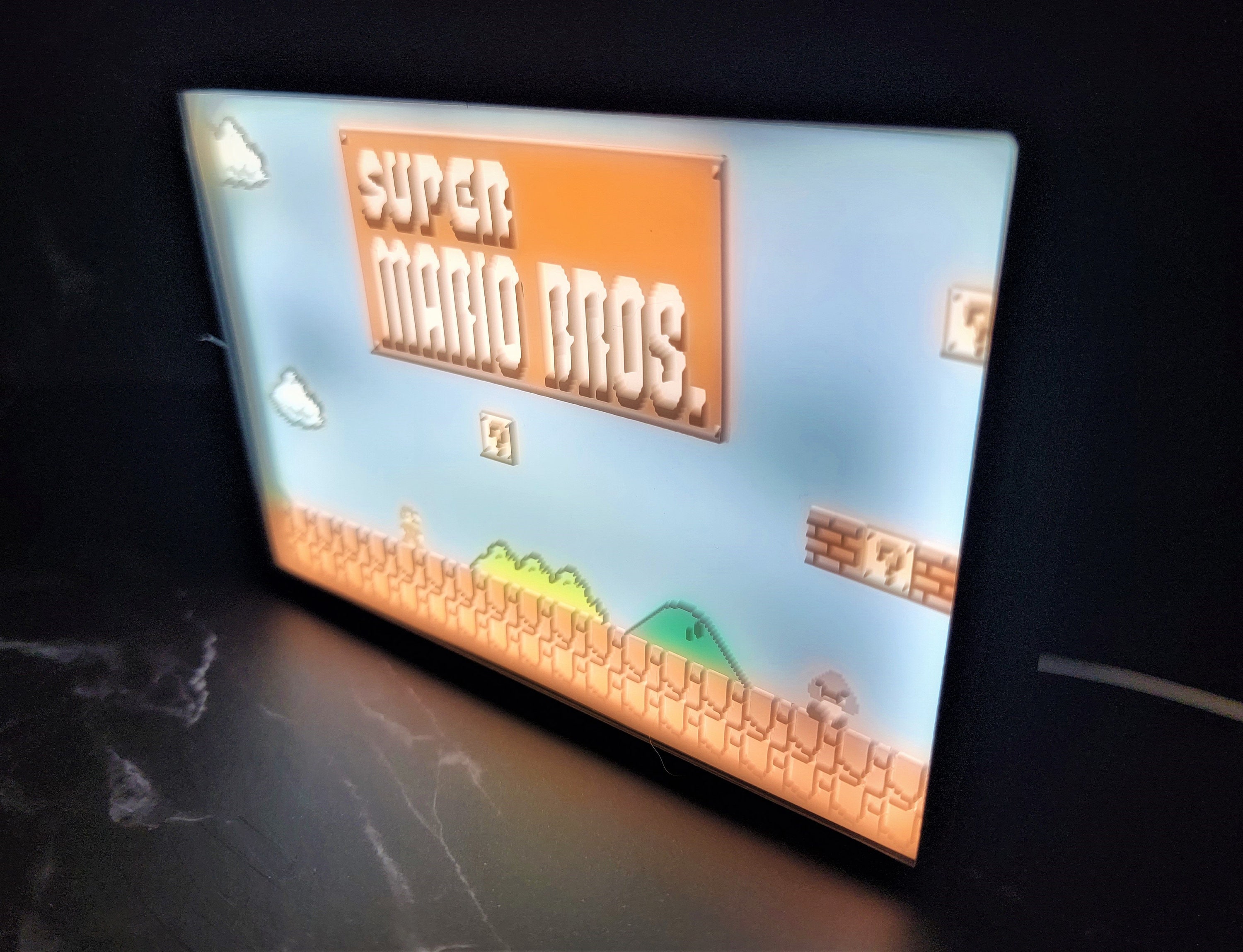 Super Mario Bros 3d Illuminated Shadow Box Video Game Art Decor Mario ...