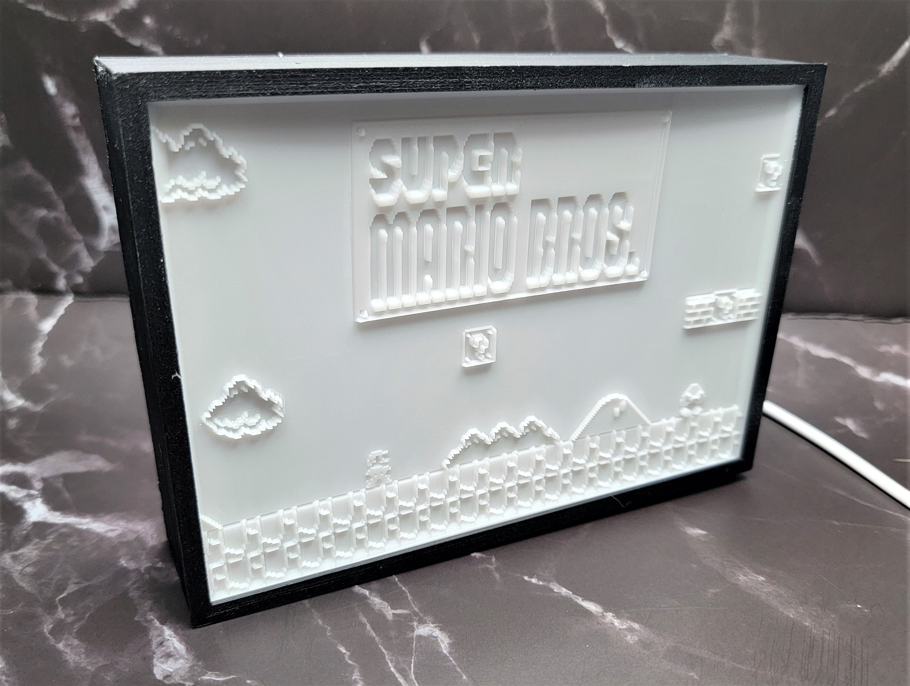 Super Mario Bros 3d Illuminated Shadow Box Video Game Art Decor Mario ...