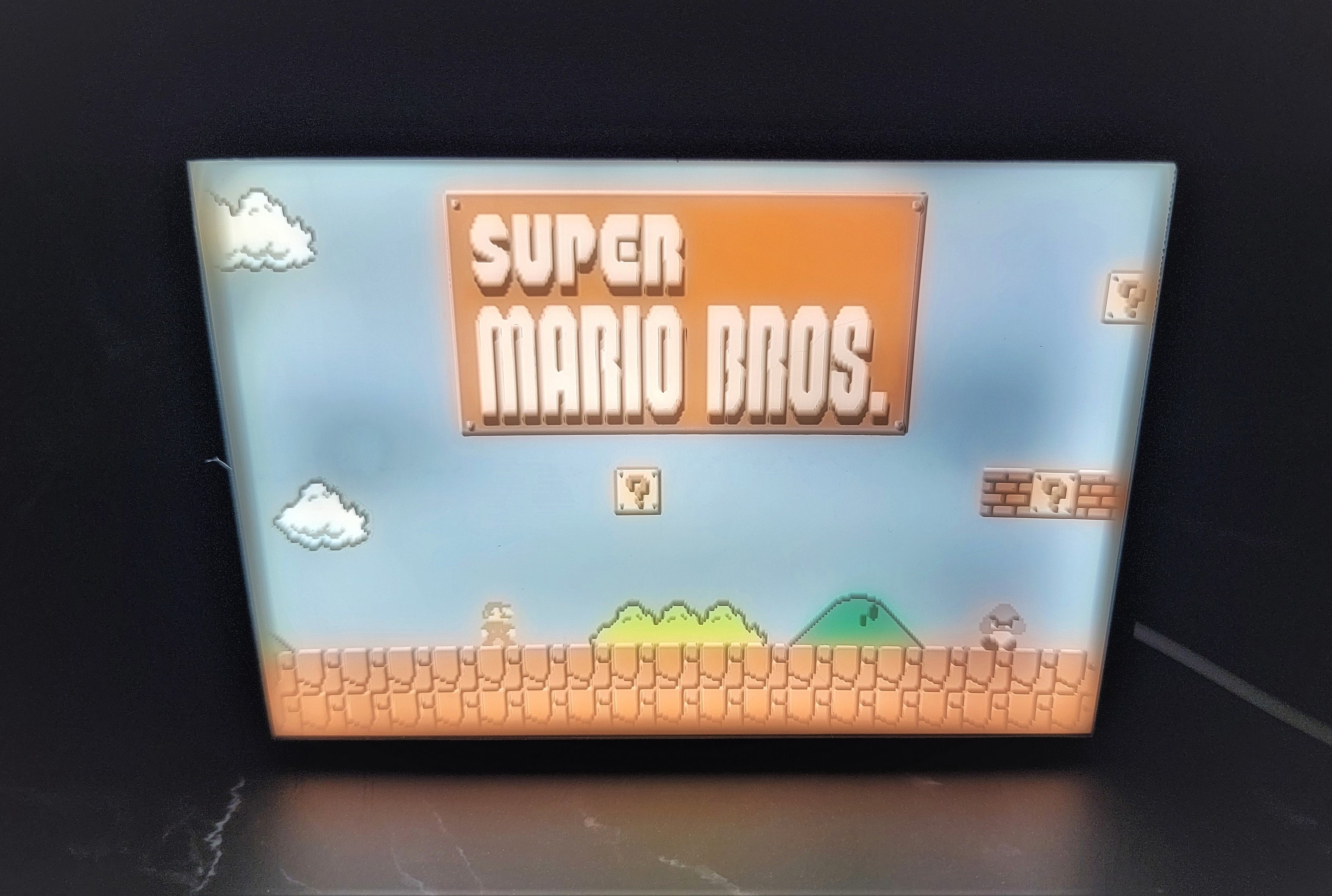 Super Mario Bros 3d Illuminated Shadow Box Video Game Art Decor Mario ...