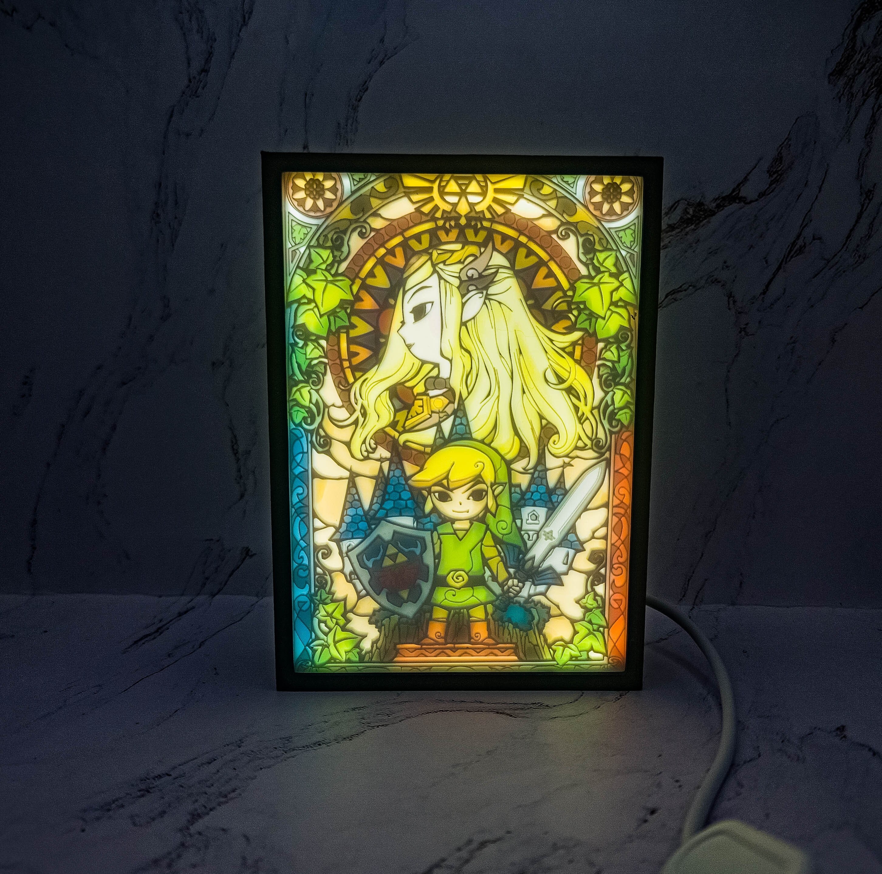 Stained Glass Legend of Zelda 3d Illuminated Shadow Box Video Game ...