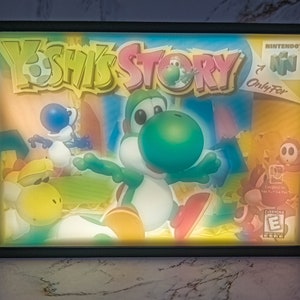 Yoshi Story | 3d Illuminated Shadow Box | Video Game Art Decor Yoshis ...