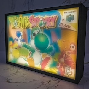 Yoshi Story | 3d Illuminated Shadow Box | Video Game Art Decor Yoshis ...