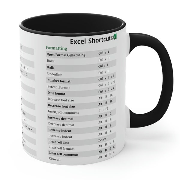 Excel Spreadsheet Shortcut Mug - Etsy Canada