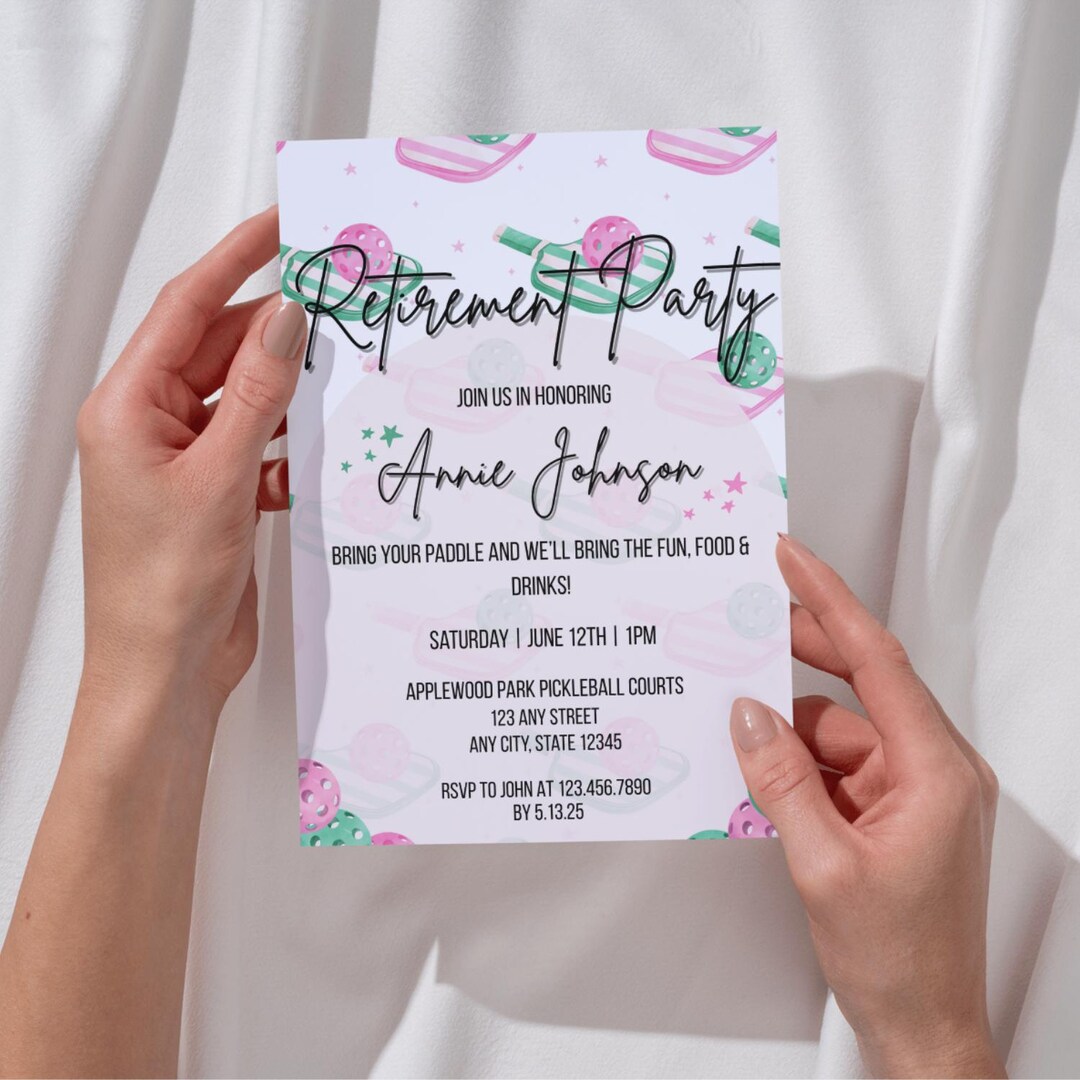 Pickleball Retirement Party Invitation | Retirement Party Invite ...