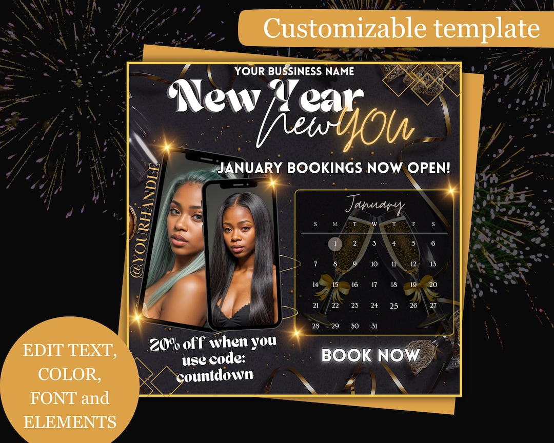 January Booking Flyers, Book Now, Hair Flyer, January Calendar Flyer ...