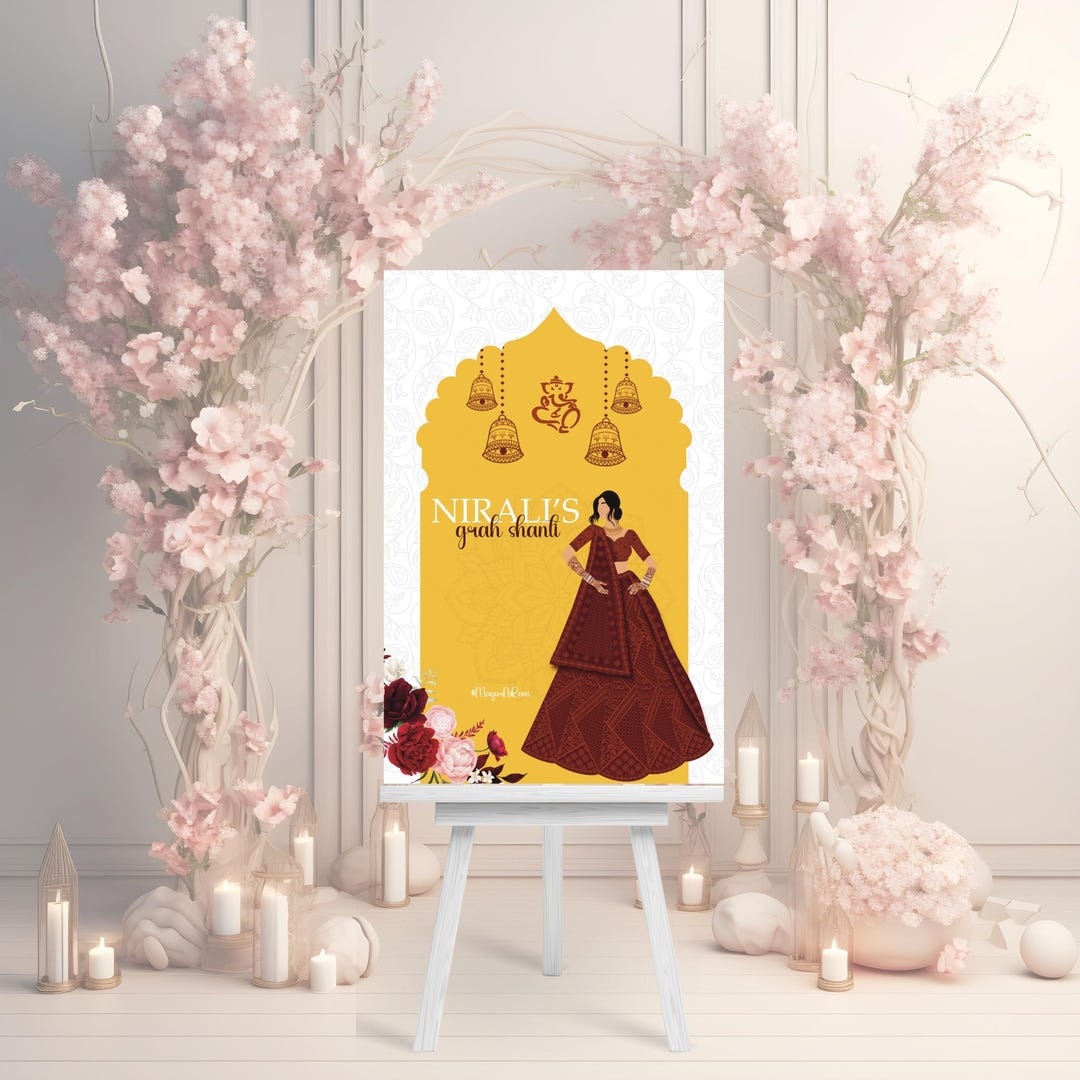 Custom South Asian Wedding Welcome Sign: Personalized Digital Event ...