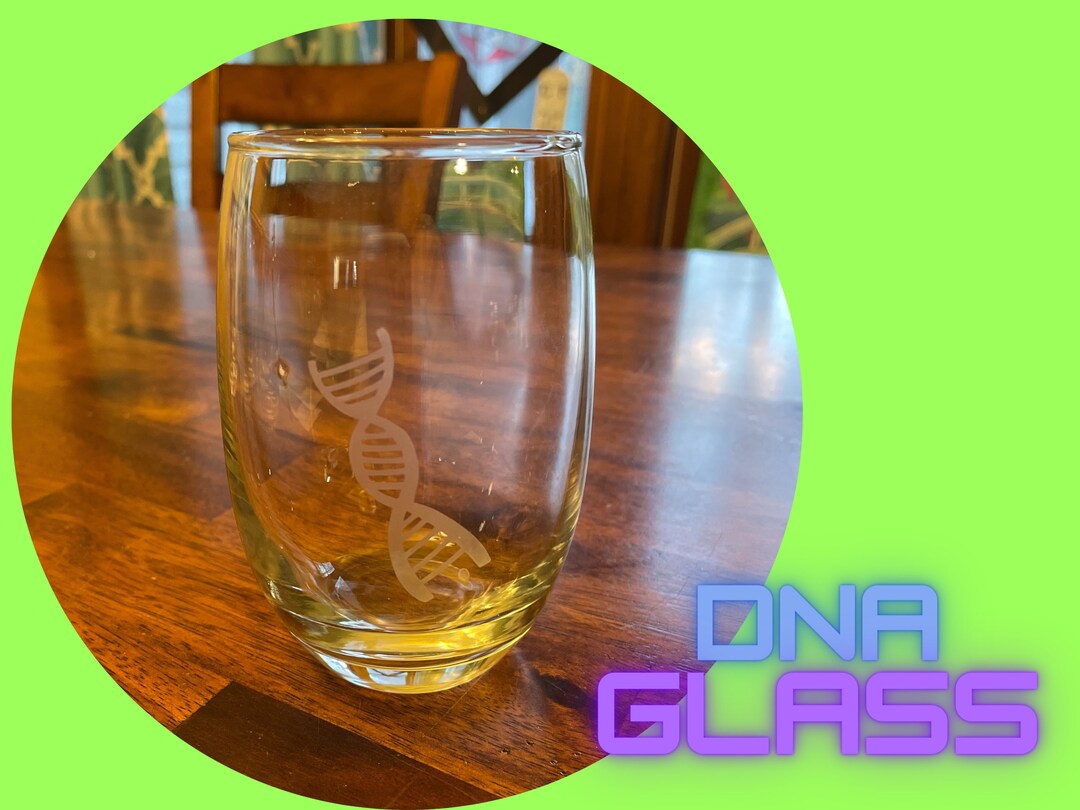 DNA Etched Beverage Glass | Stemless Wine Glass | Science Glass - Etsy