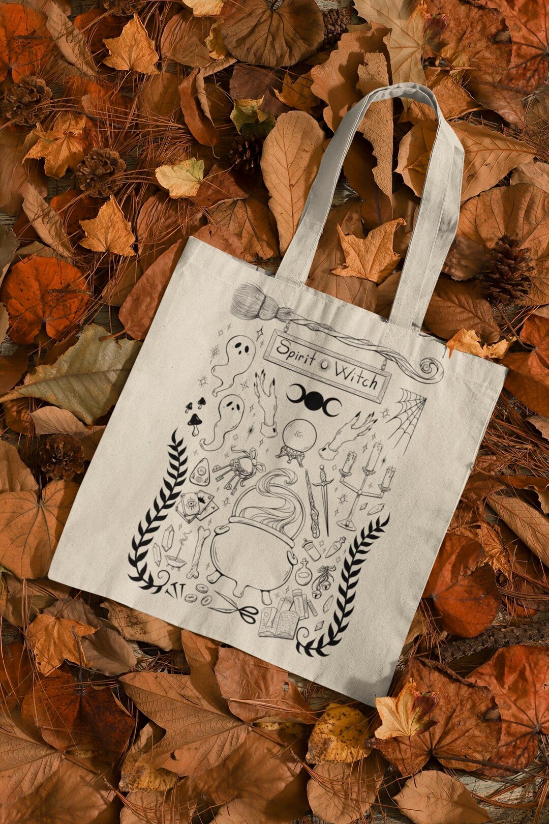 Spirit Witch Tote Bag Hand-drawn Mystical Witch Art Original Occult ...