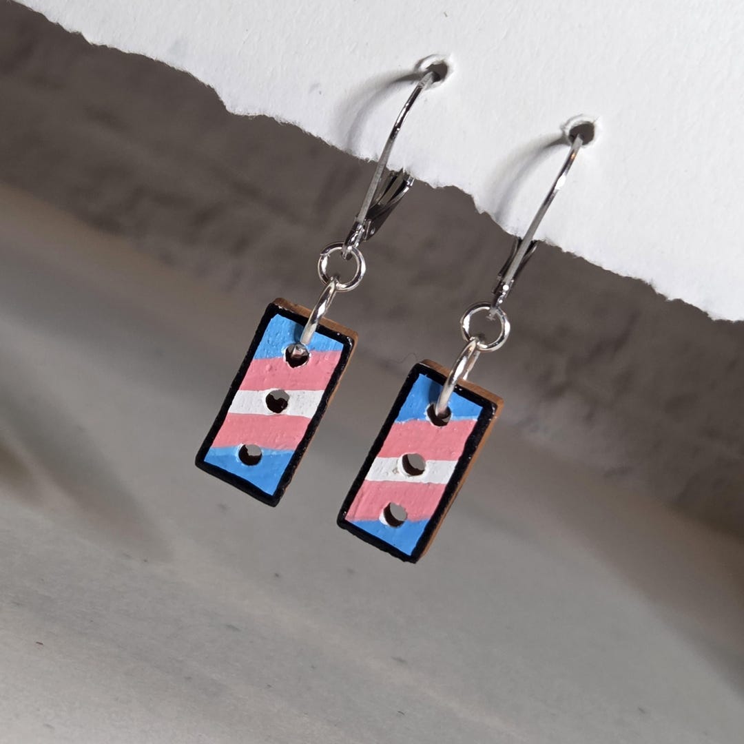 Transgender Pride Flag Brick Earrings - Etsy