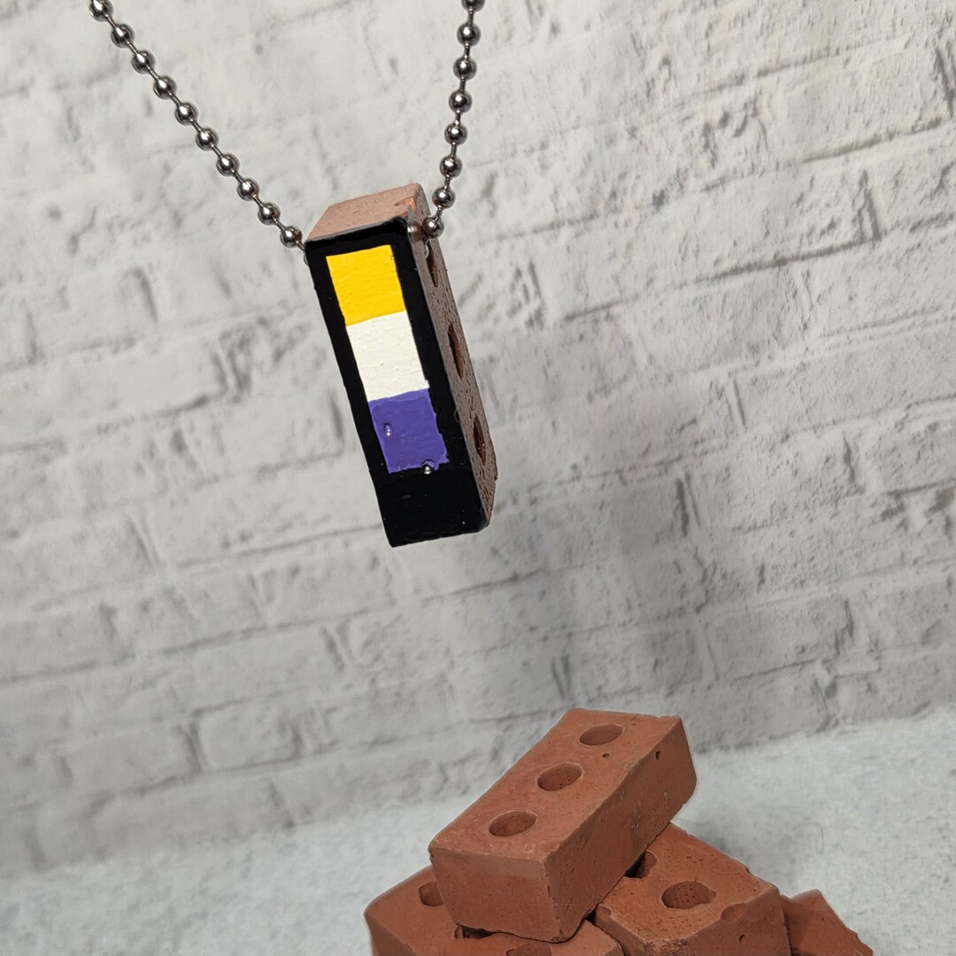 Nonbinary Enby Pride Flag Brick Necklace - Etsy
