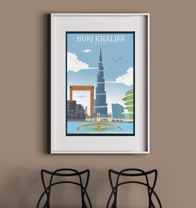 Burj Khalifa Poster | Wall Art Print | Dubai Frame Wall Art | Palm ...