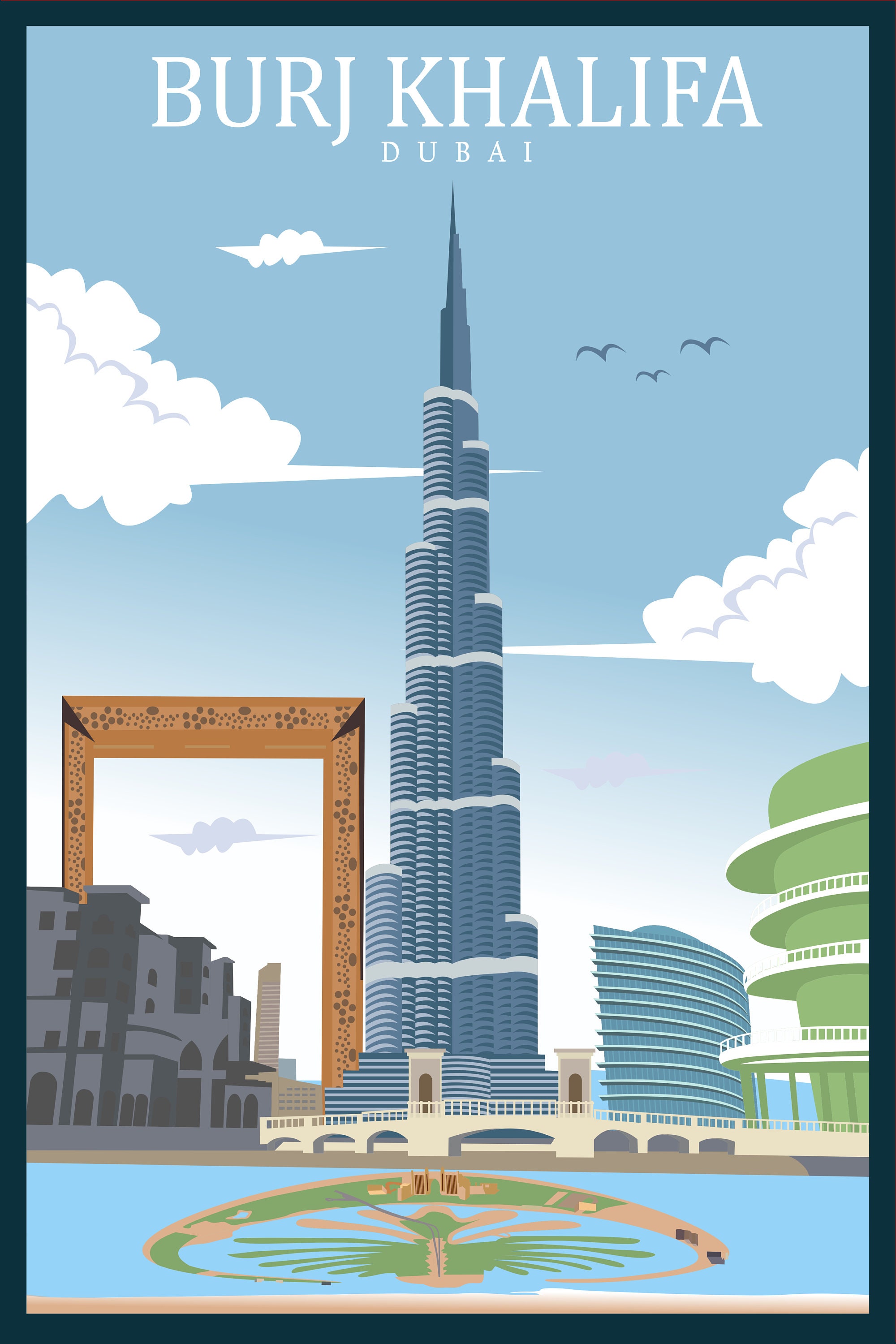 Burj Khalifa Poster | Wall Art Print | Dubai Frame Wall Art | Palm ...