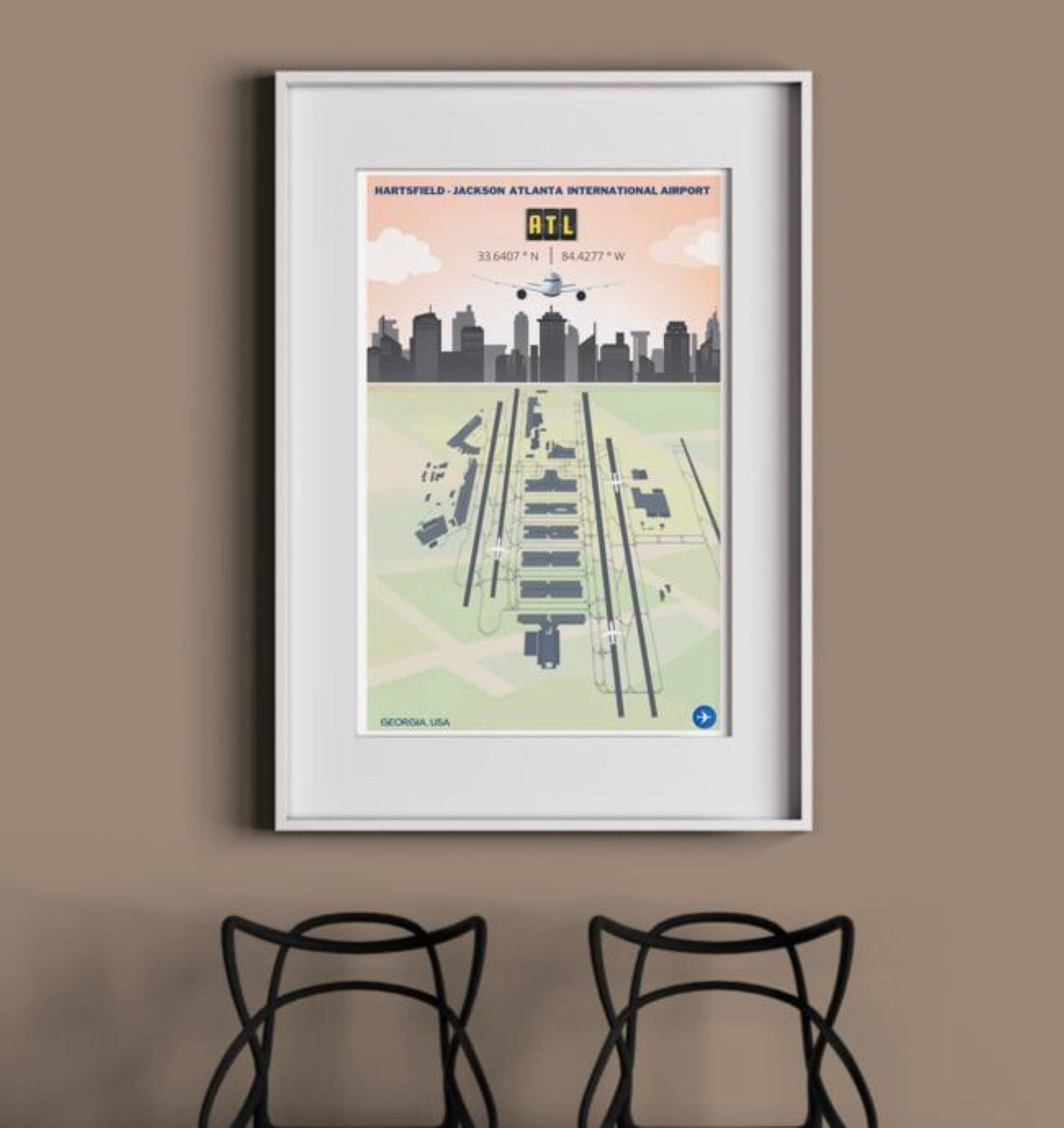 Atlanta International Airport Poster | Wall Art Print | Atlanta City ...