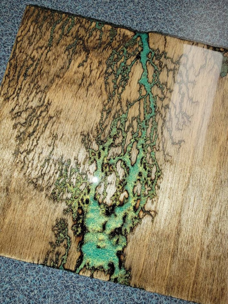 Epoxy Light Green Fractal Burn Art Piece - Etsy