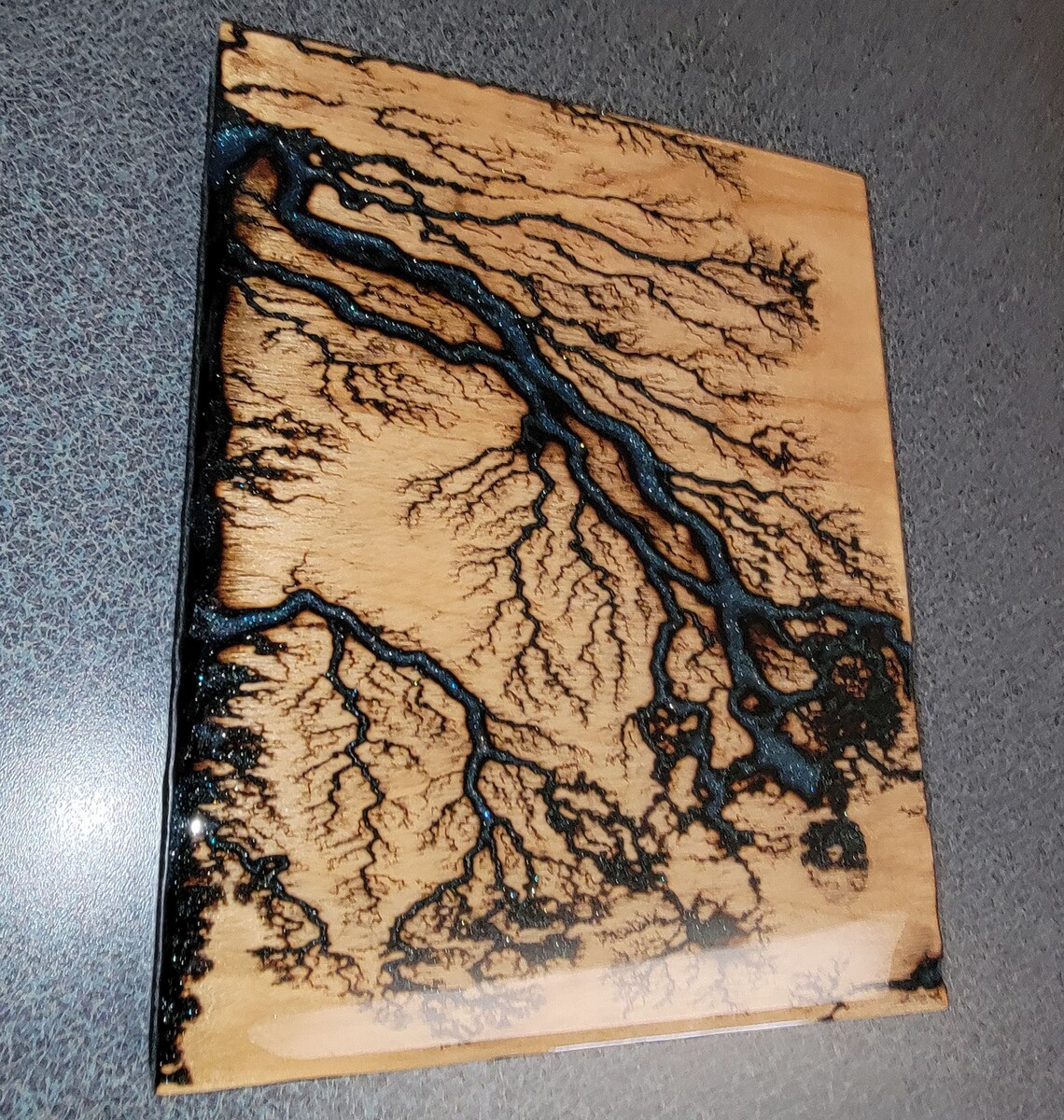 Teal Glitter Epoxy Resin Fractal Wood Burn Artwork - Etsy