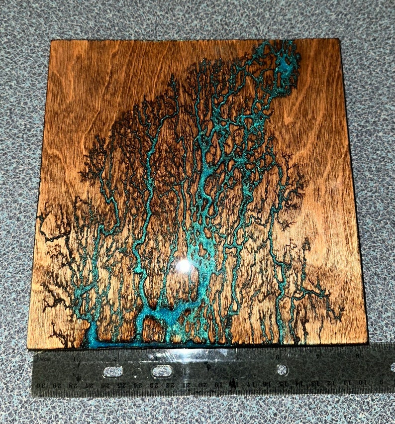 Teal Epoxy Fractal Burn Artwork - Etsy