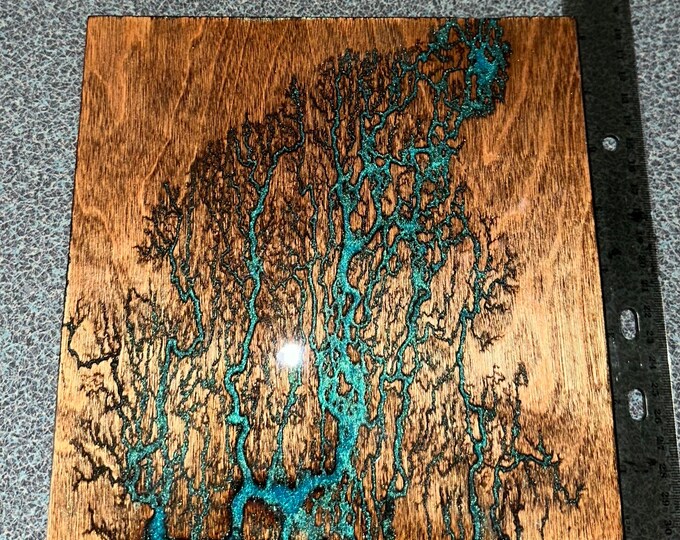 Teal Epoxy Fractal Burn Artwork - Etsy
