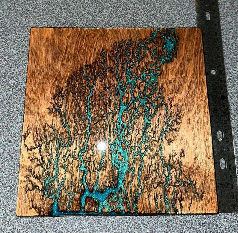 Teal Epoxy Fractal Burn Artwork - Etsy