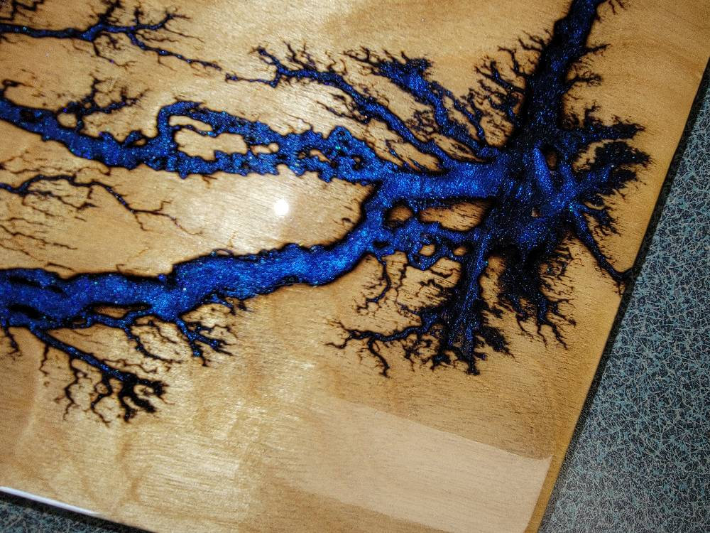 Dark Blue Epoxy Resin Fractal Burn Wood Art - Etsy