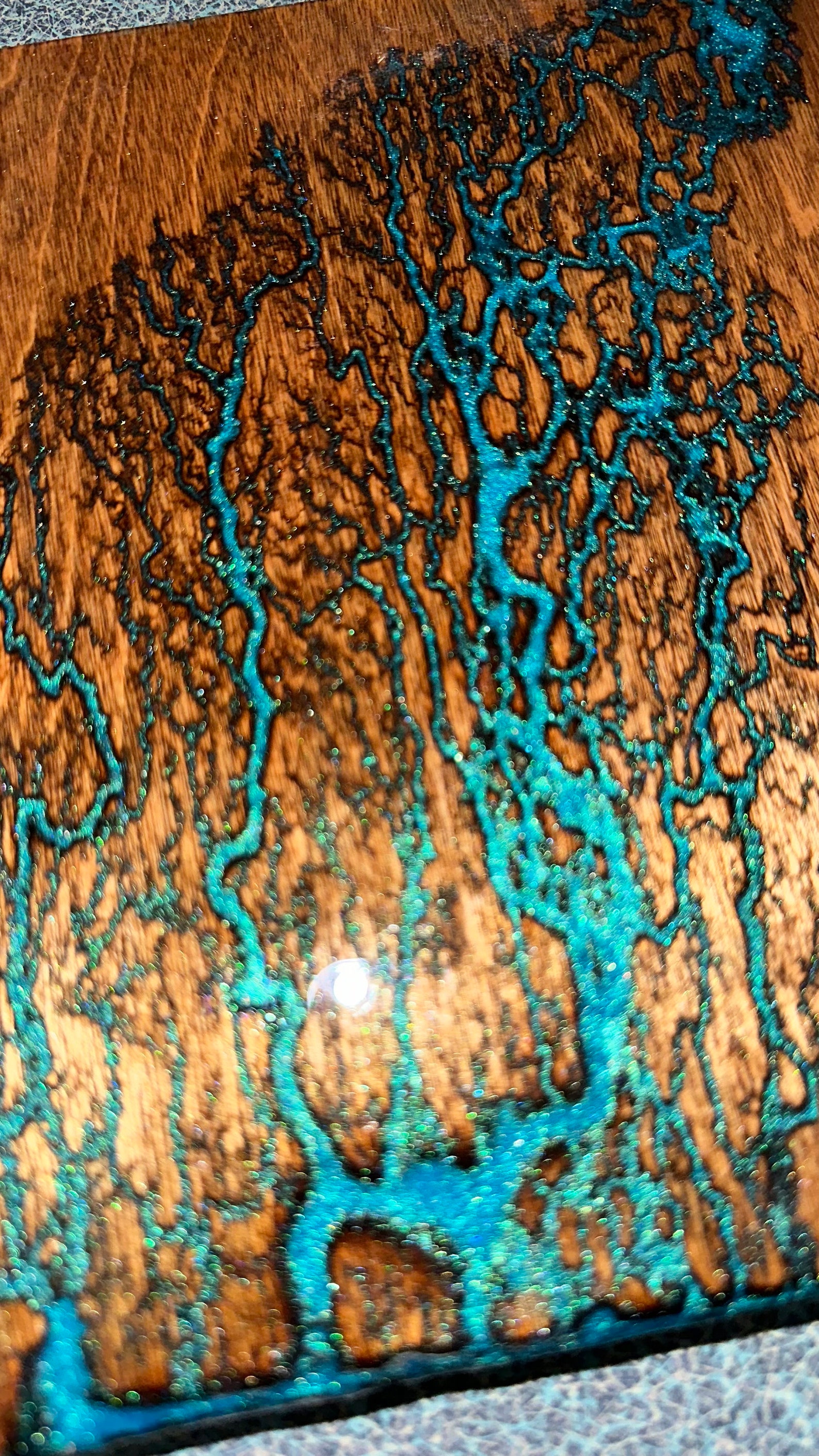 Teal Epoxy Fractal Burn Artwork - Etsy