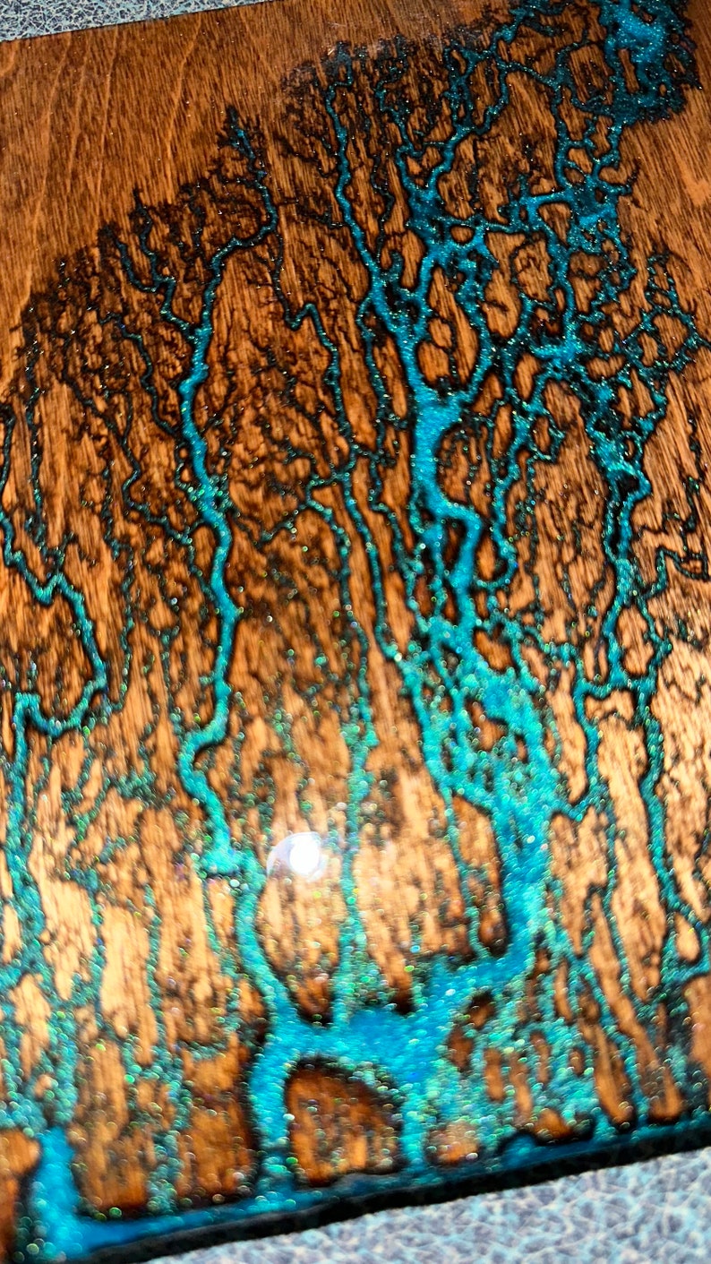 Teal Epoxy Fractal Burn Artwork - Etsy