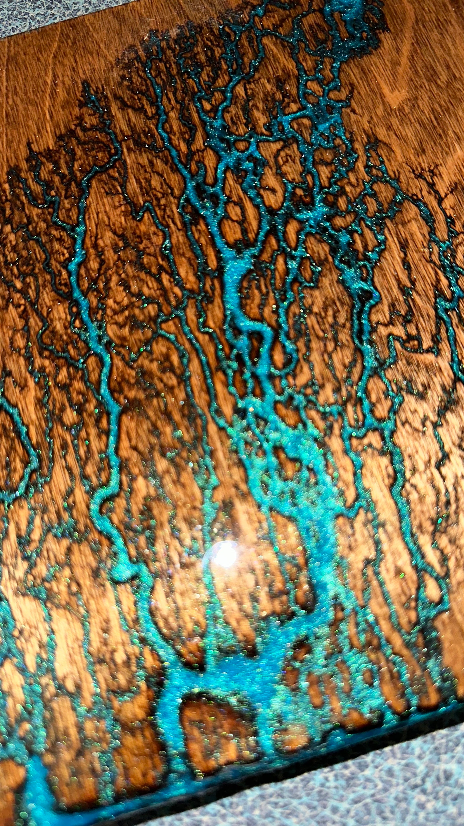 Teal Epoxy Fractal Burn Artwork - Etsy