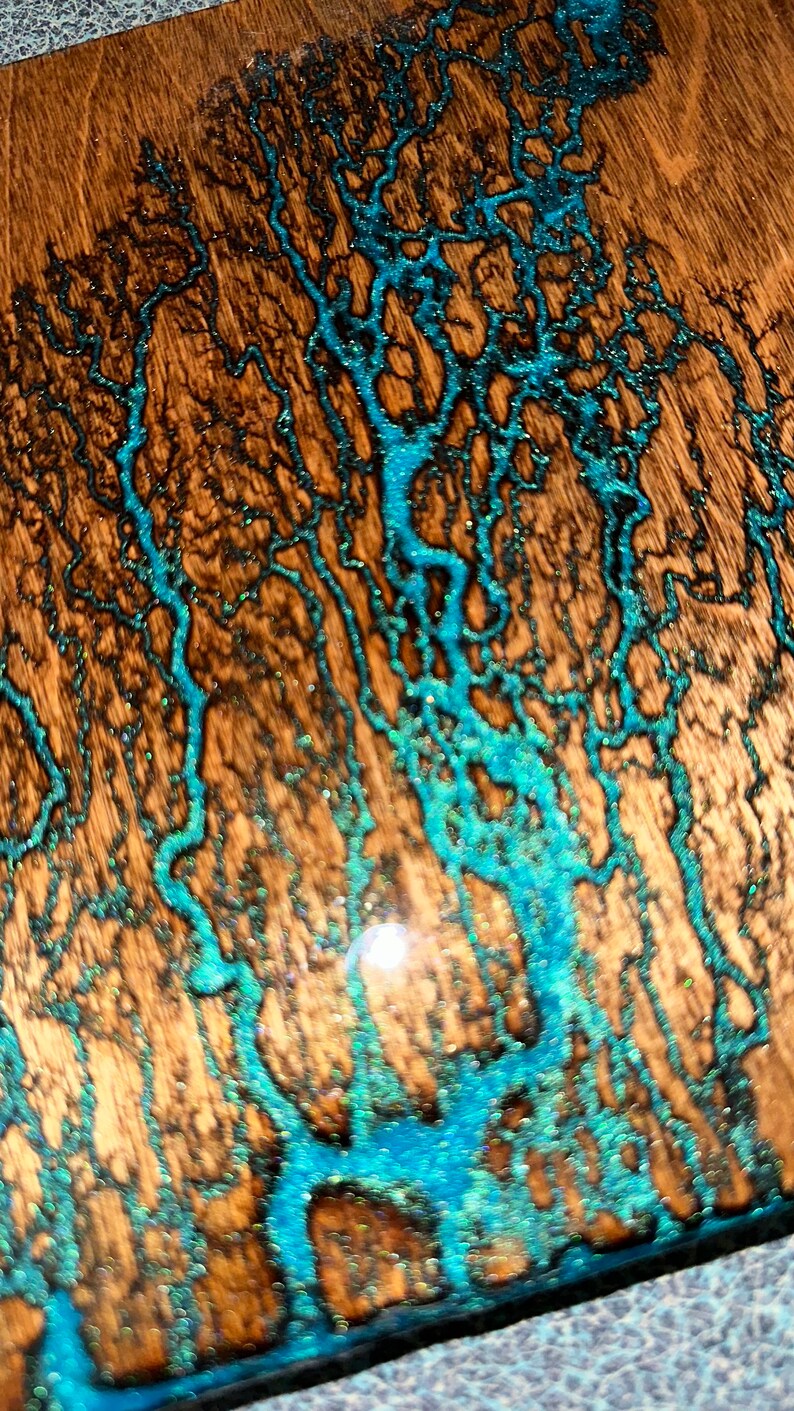 Teal Epoxy Fractal Burn Artwork - Etsy