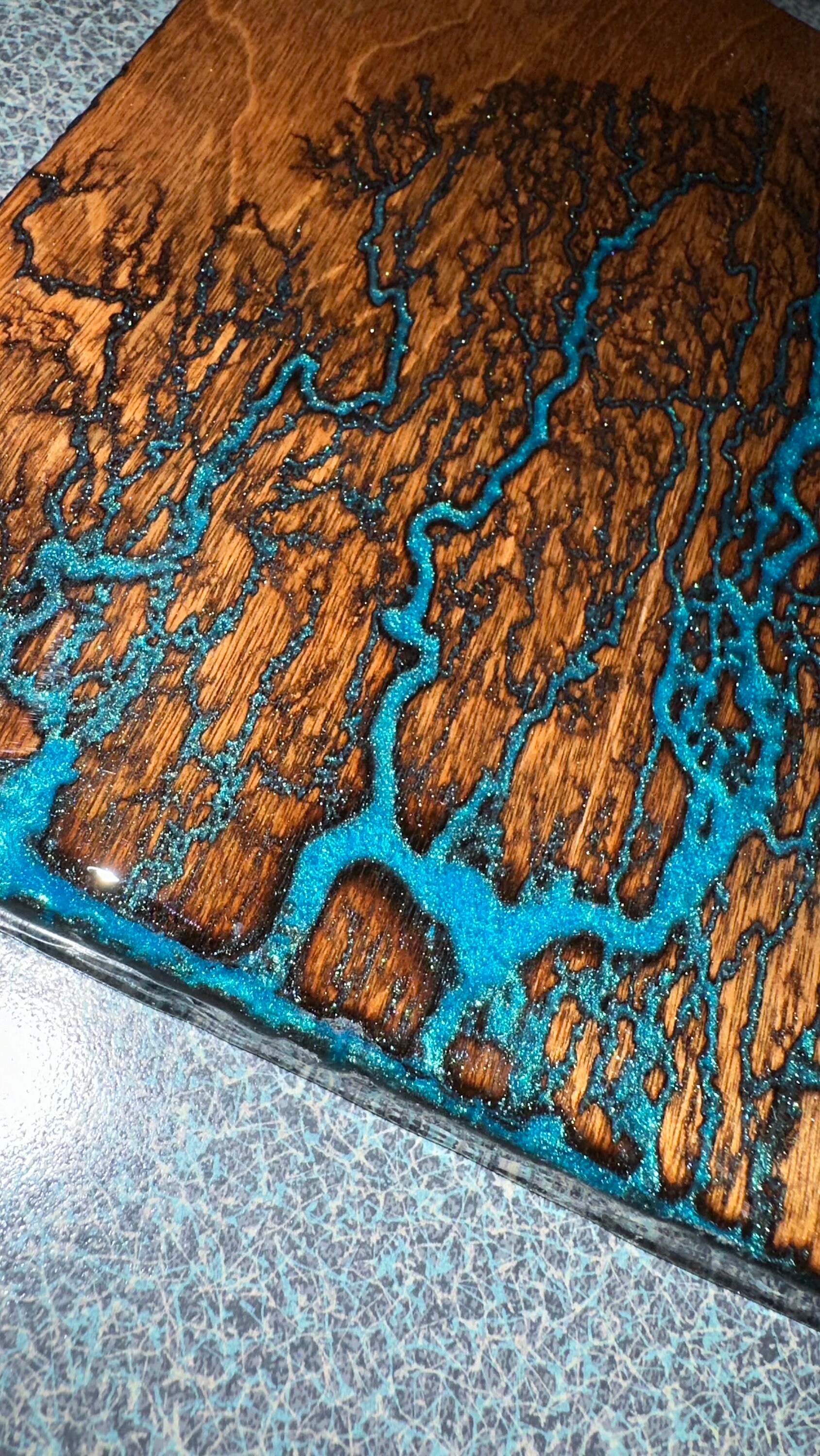 Teal Epoxy Fractal Burn Artwork - Etsy