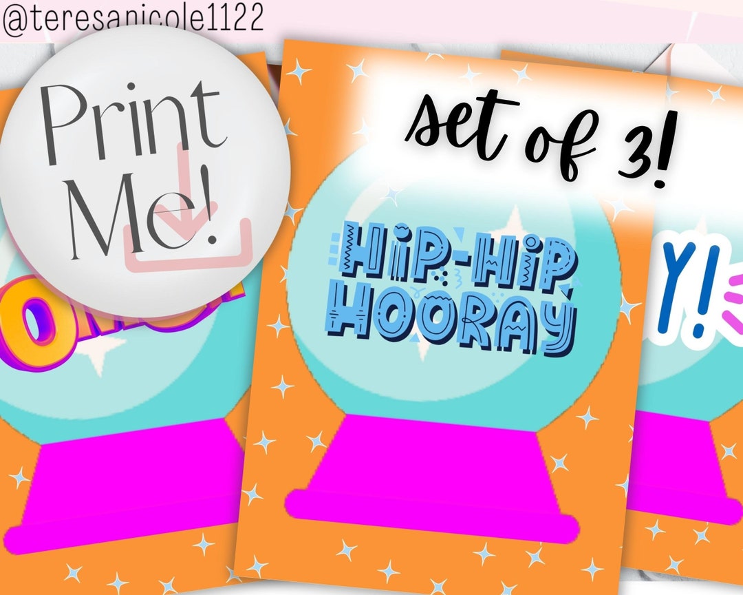 5 by & 7 Printable Crystal Ball Greeting Card Set of 3, Blank Inside ...