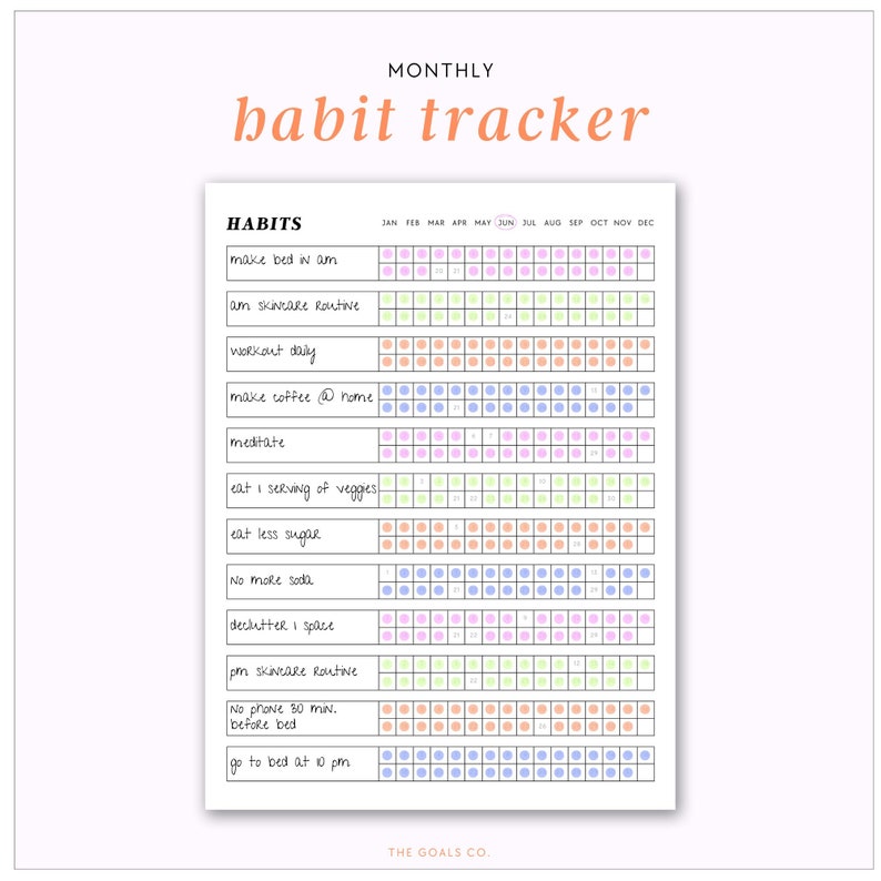 Habit Tracker Printable | Goal Tracker | Monthly Habit Tracker ...