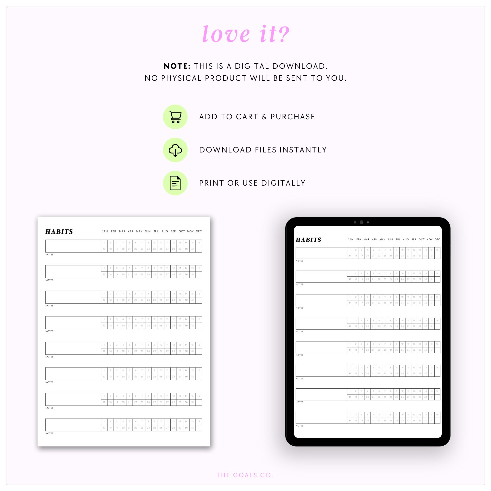 Habit Tracker Printable Habit Tracker Digital Habit Tracker iPad ...