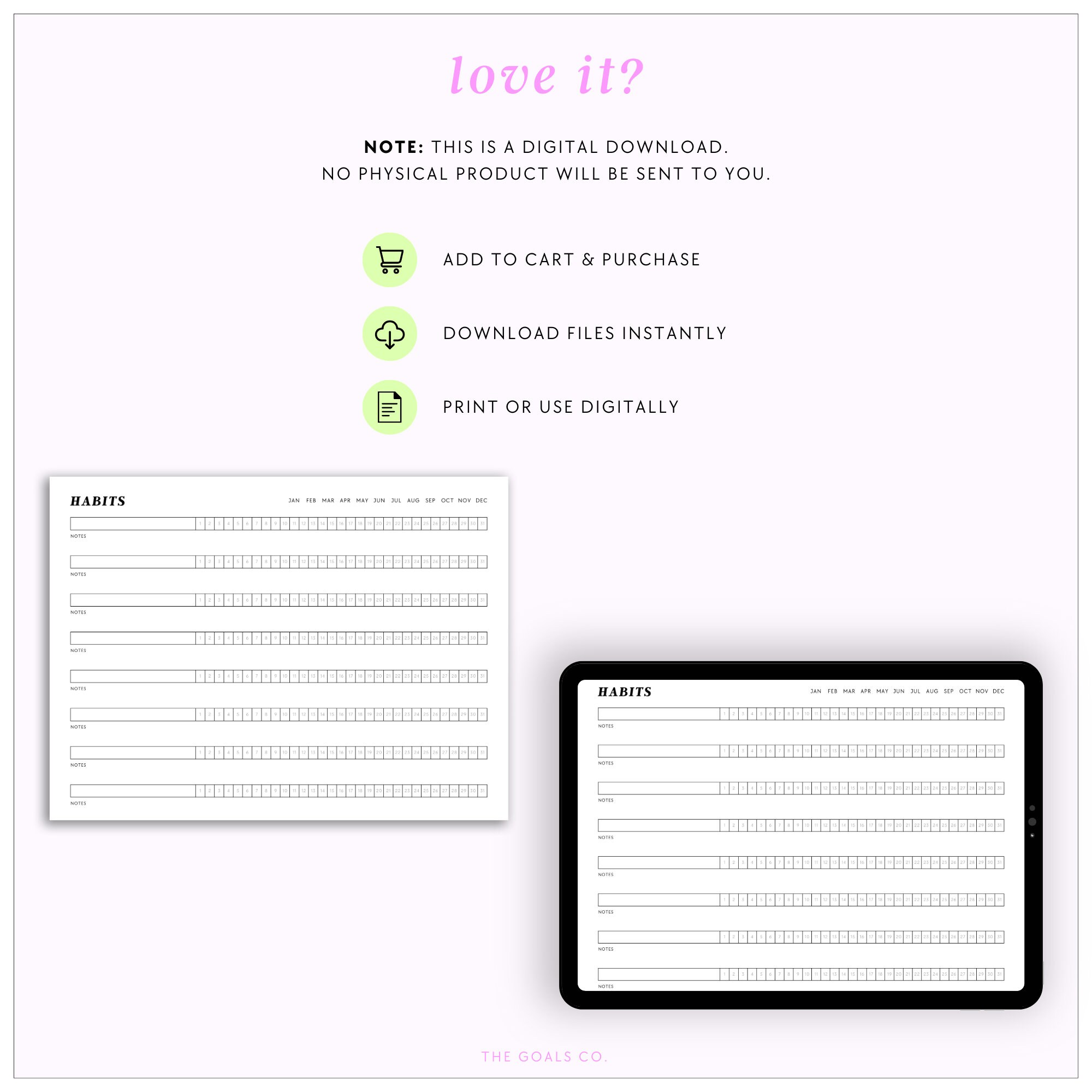 Printable Habit Tracker Habit Tracker iPad Habit Tracker Tablet Habit ...