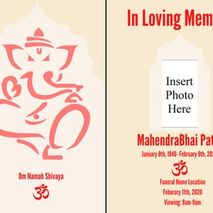 Hindu Funeral Announcement I Foldable Hindu Funeral Program I Indian ...