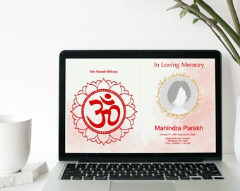 Foldable Hindu Indian Funeral Invitation, Program, Brochure Template ...