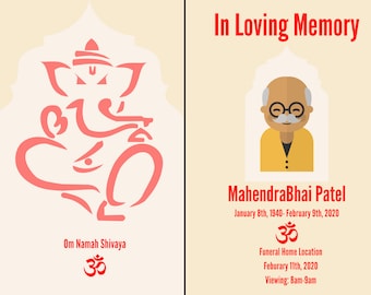 Hindu Indian Funeral Announcement I Hindu Funeral Program I Indian ...