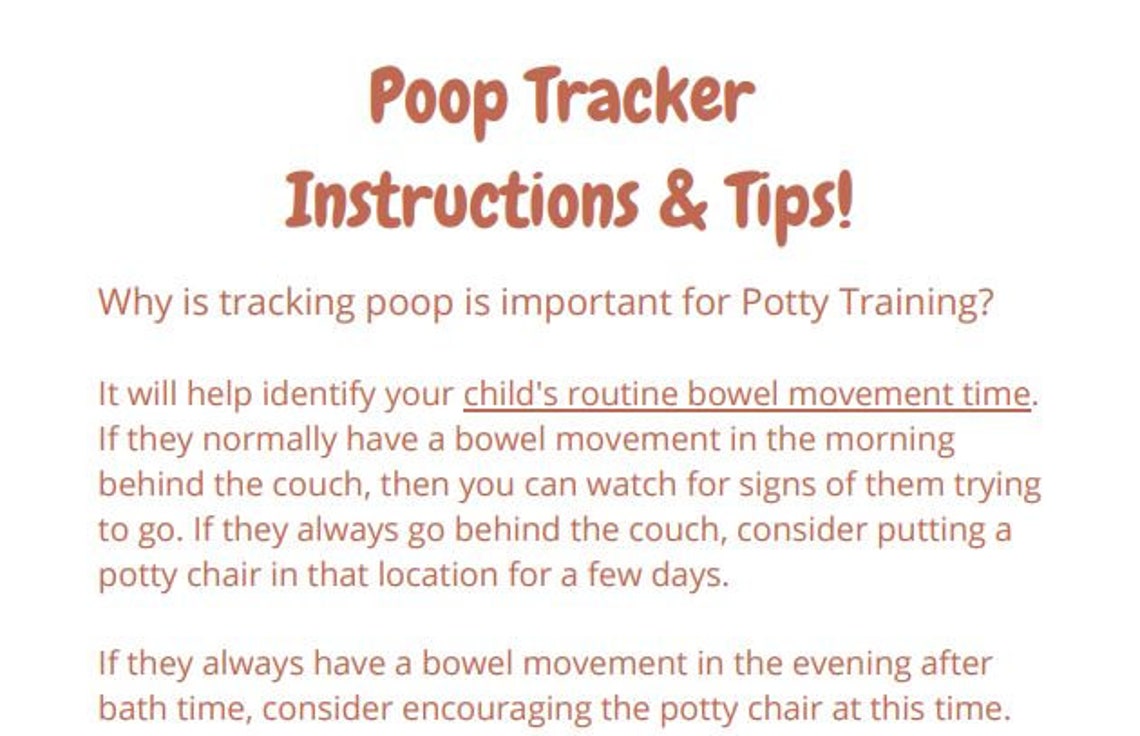 Potty Training Poop Tracker Schedule - Mom Hack - Etsy