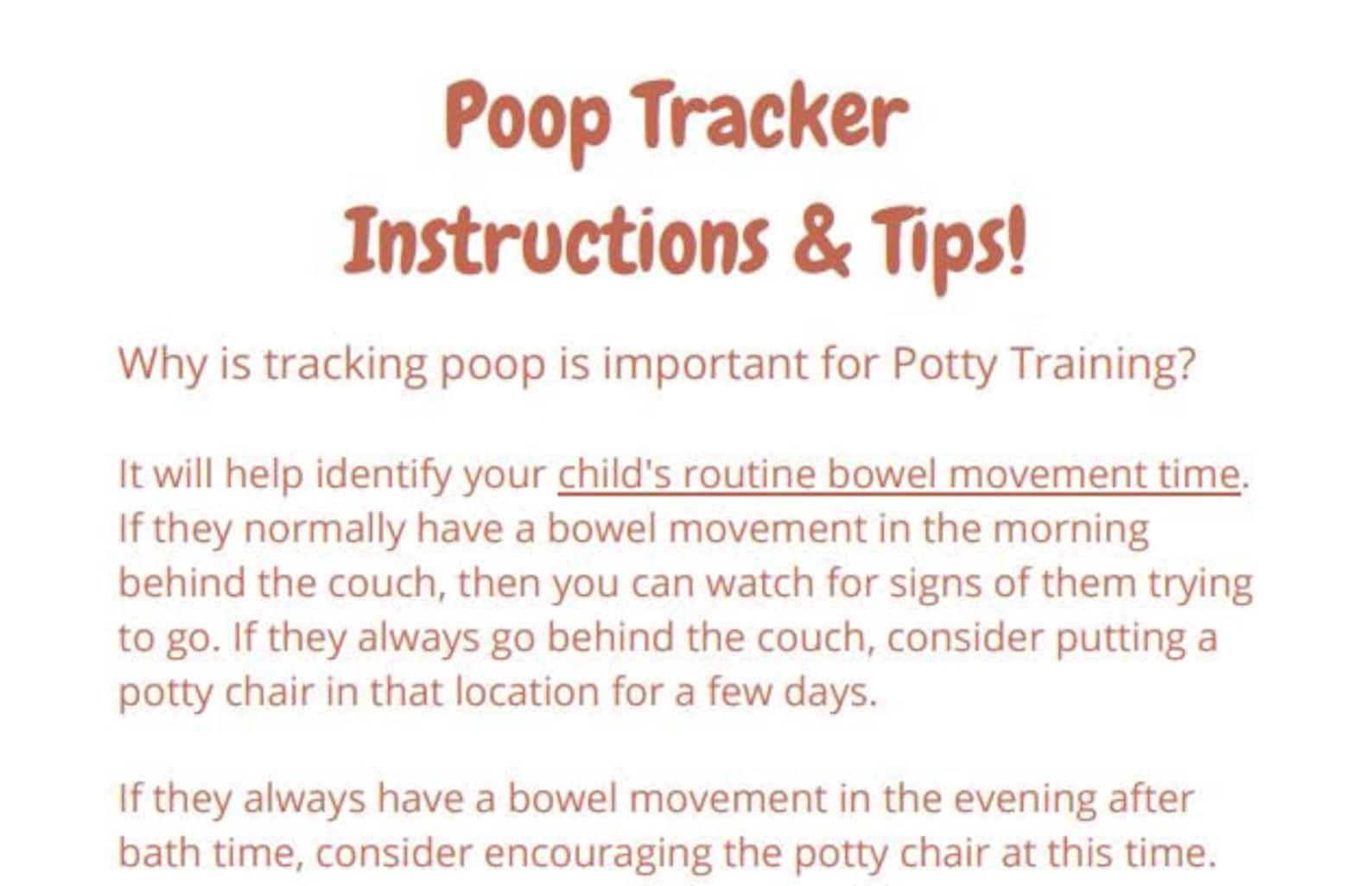 Potty Training Poop Tracker Schedule - Mom Hack - Etsy