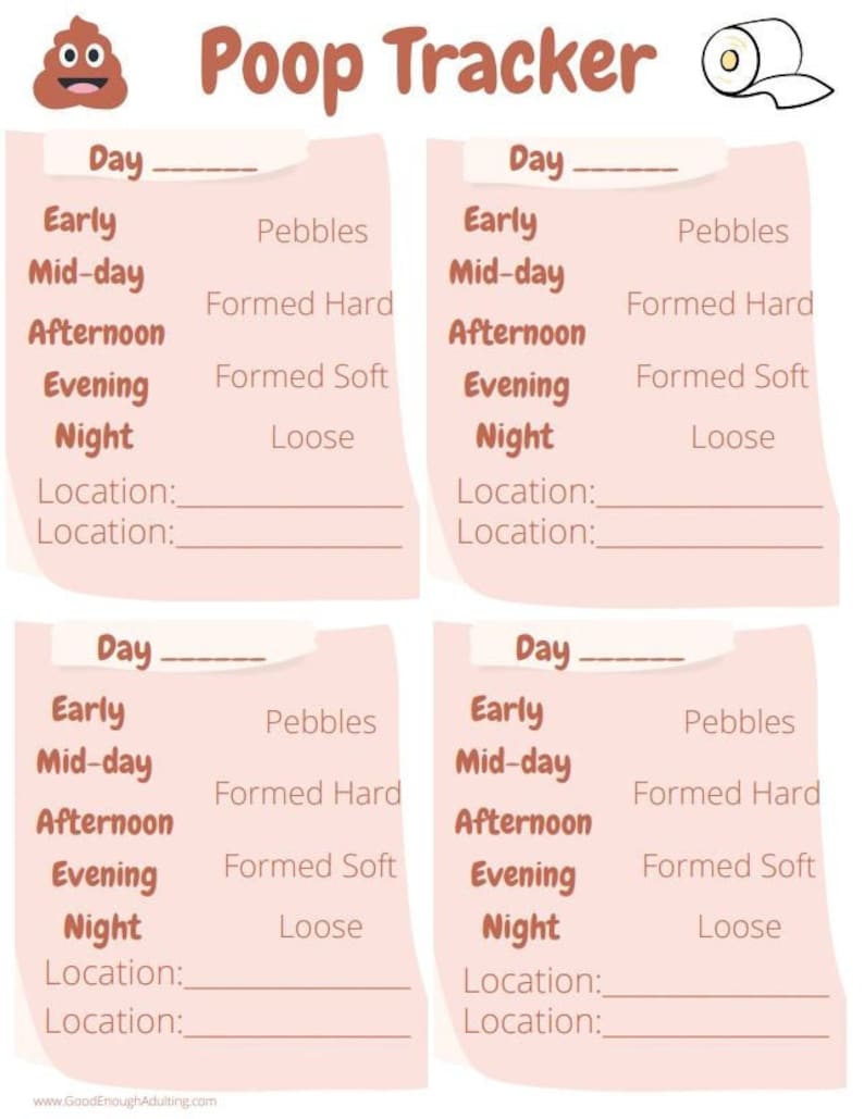 Potty Training Poop Tracker Schedule - Mom Hack - Etsy