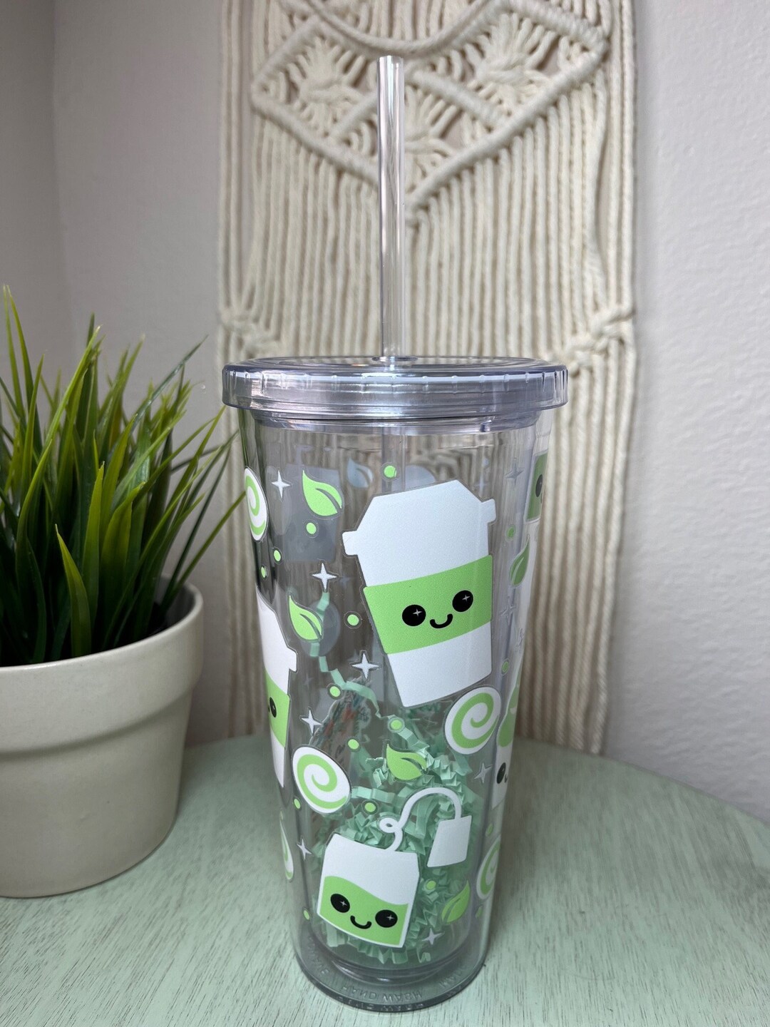 Matcha Tea 24 Oz Double Wall Plastic Tumbler. Large Classic Travel ...