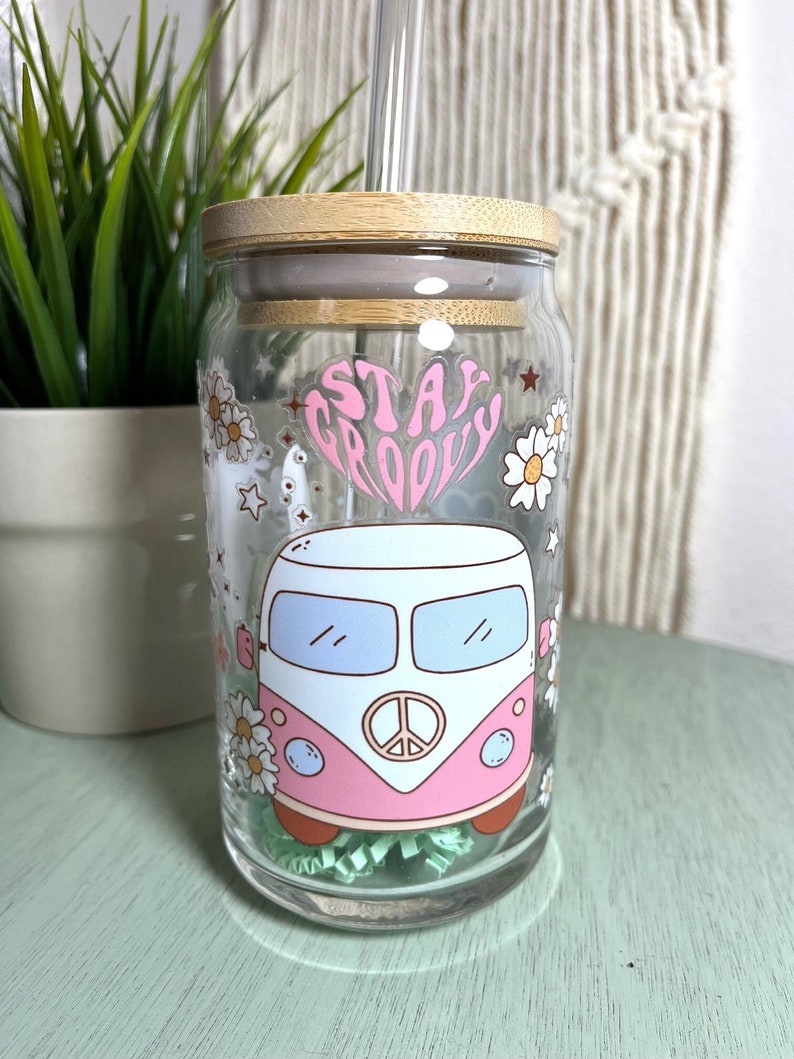 Groovy Glass Tumbler Libbey Beer Can Glass Groovy Can Glass 16oz Glass ...